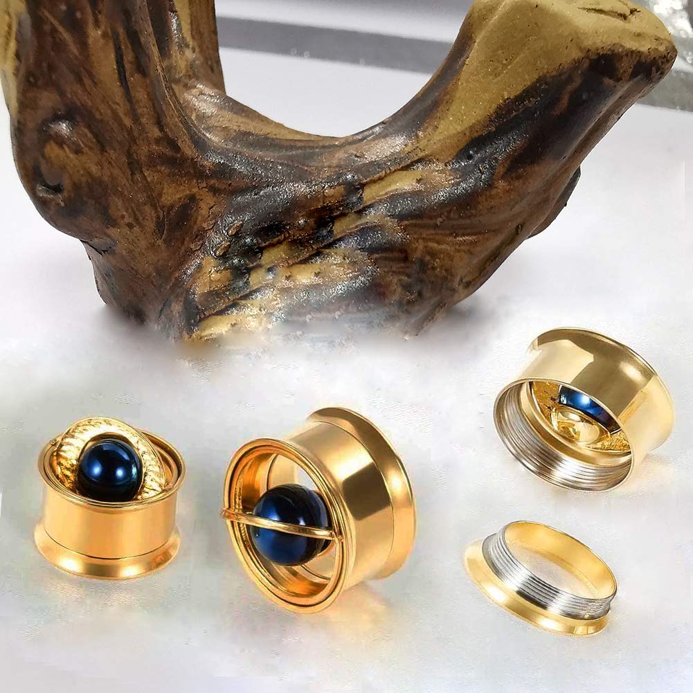 SUPTOP 2PC Planet Ear Gauges 0g - 5/8 Plugs and Tunnels for Stretched Ears Screw Stainless Steel Stretching Kit