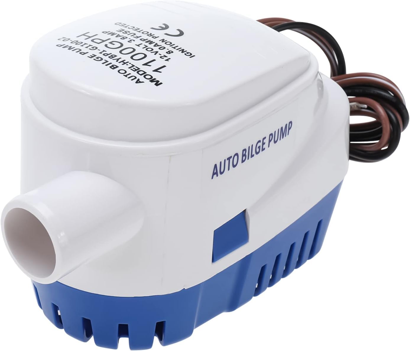 Yuelianart Auto Bilge Pump,1100GPH 12v 1-1/8" Outlet Dia. Automatic Bilge Pump,Built-in Auto Float Switch Submersible Pump for Boat (1100GPH)