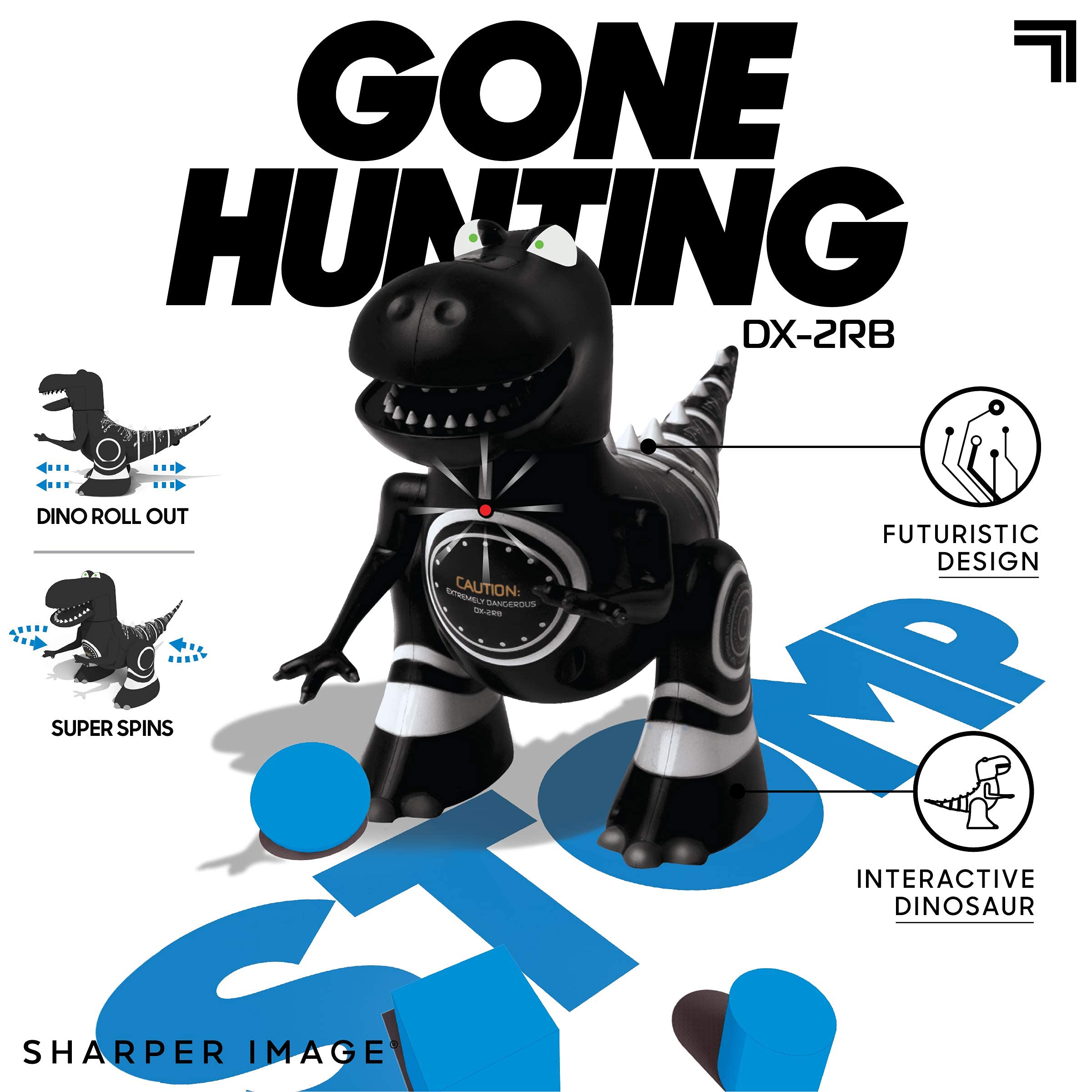 Sharper Image Remote Control Mini RC Robotosaur Dinosaur Toy for Kids, Miniature Futuristic Sci-Fi Robot T-Rex Moving Action Figure with Infrared Technology, Battery Operated Black Body