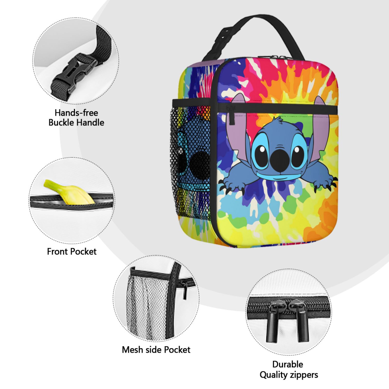 Yiwbor Cartoon Lunch Box Reusable Lunch Bag Anime Insulated Tote Bag for Travel Picnic Office Gift