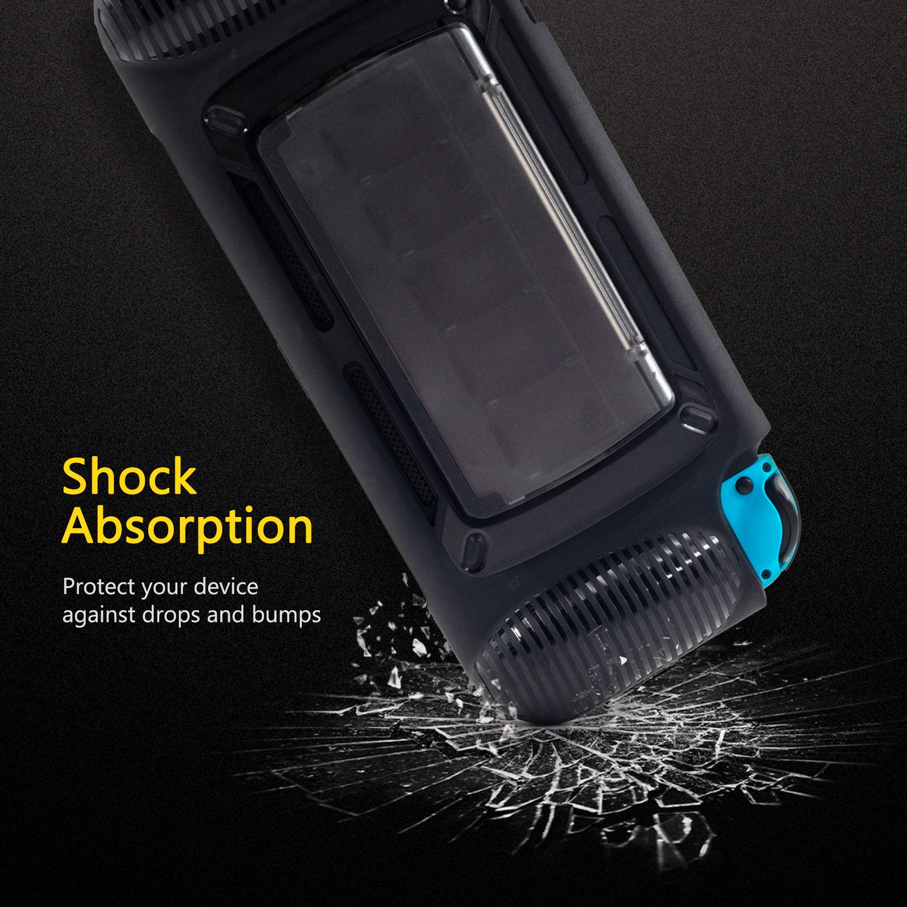 YUFANLI Protective Case for Nintendo Switch , Grip Case with 7 Storage Slots for Game Cards, Multi-Angle Adjustable Stand, Grip Cover with Shock-Absorption and Anti-Scratch Design