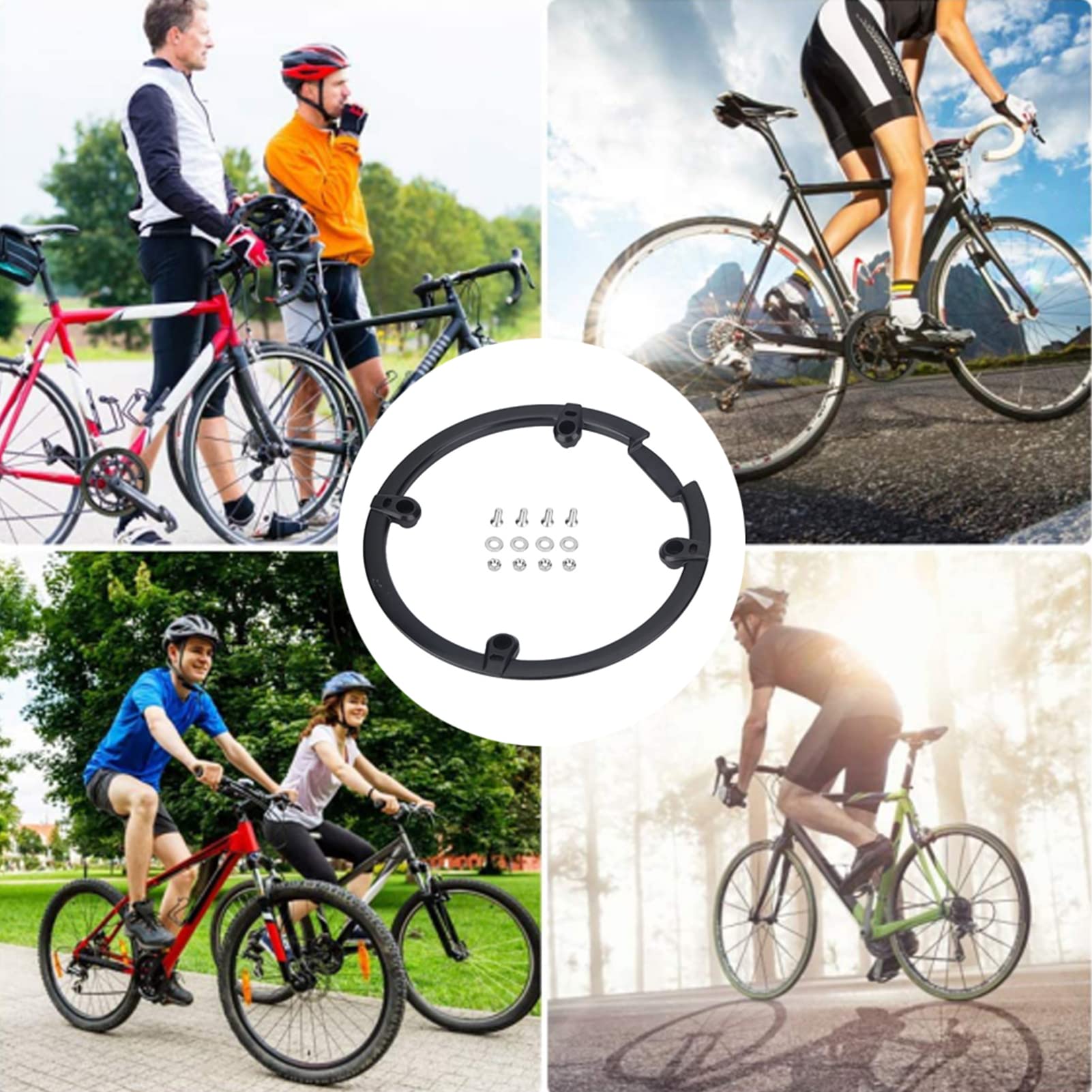 ROBTLE Crank Ring Protector, Plastic Mountain Bike Chain Guard Protector Bicycle Chain Wheel Crankset Support Protection Cover Accessories Suitable for M430 M590 M390, Black