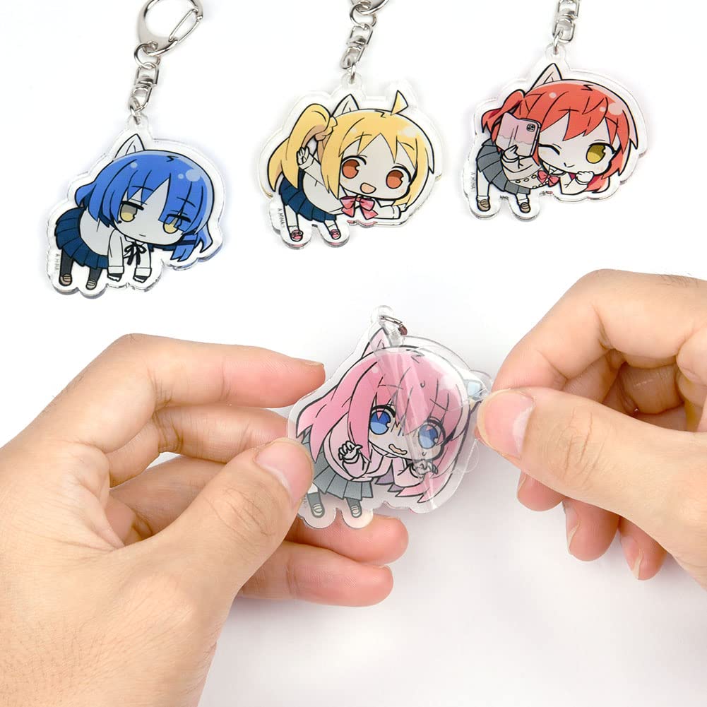 URAQT 4Pcs Bocchi the Rock Keychains Cosplay Cute Cartoon Anime Keyrings