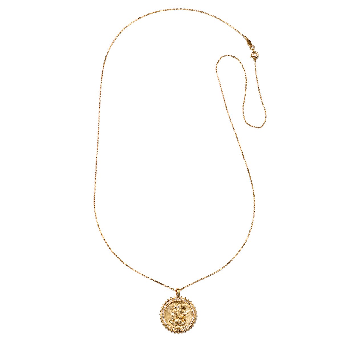 Satya Jewelry White Topaz Gold Ganesha Pendant Necklace 30-Inch, One Size