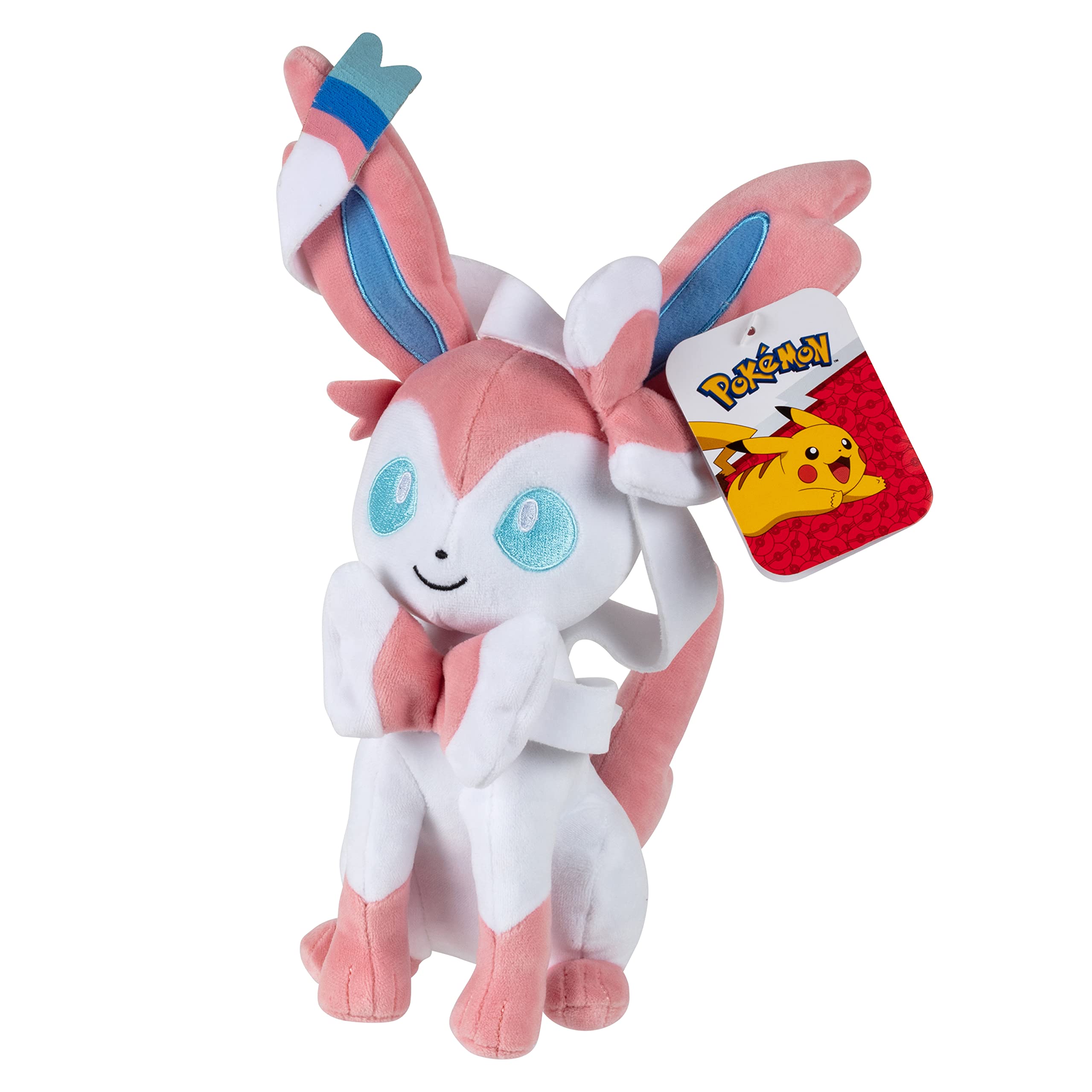 Pokemon 8" Eevee & Sylveon Plush Stuffed Animal Toys, 2-Pack - Eevee Evolution - Officially Licensed - Gift for Kids - 2+