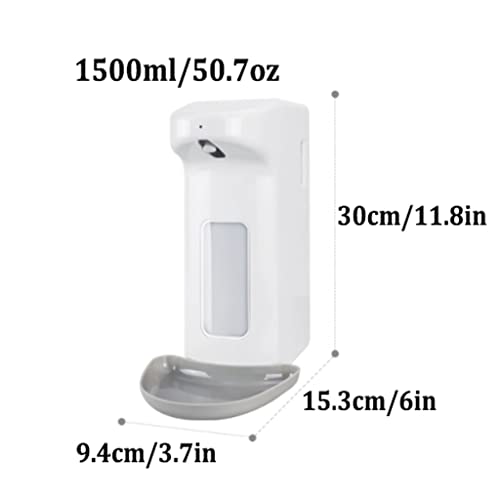 XOUVY Cute 1500ml/50.7oz Automatic Soap Dispenser Wall-Mount Spray Mode Liquid Dispenser W/Water Tray Smart Foaming Touchless Pump Bottles Kitchen Home Decor (White B 2 Pack)
