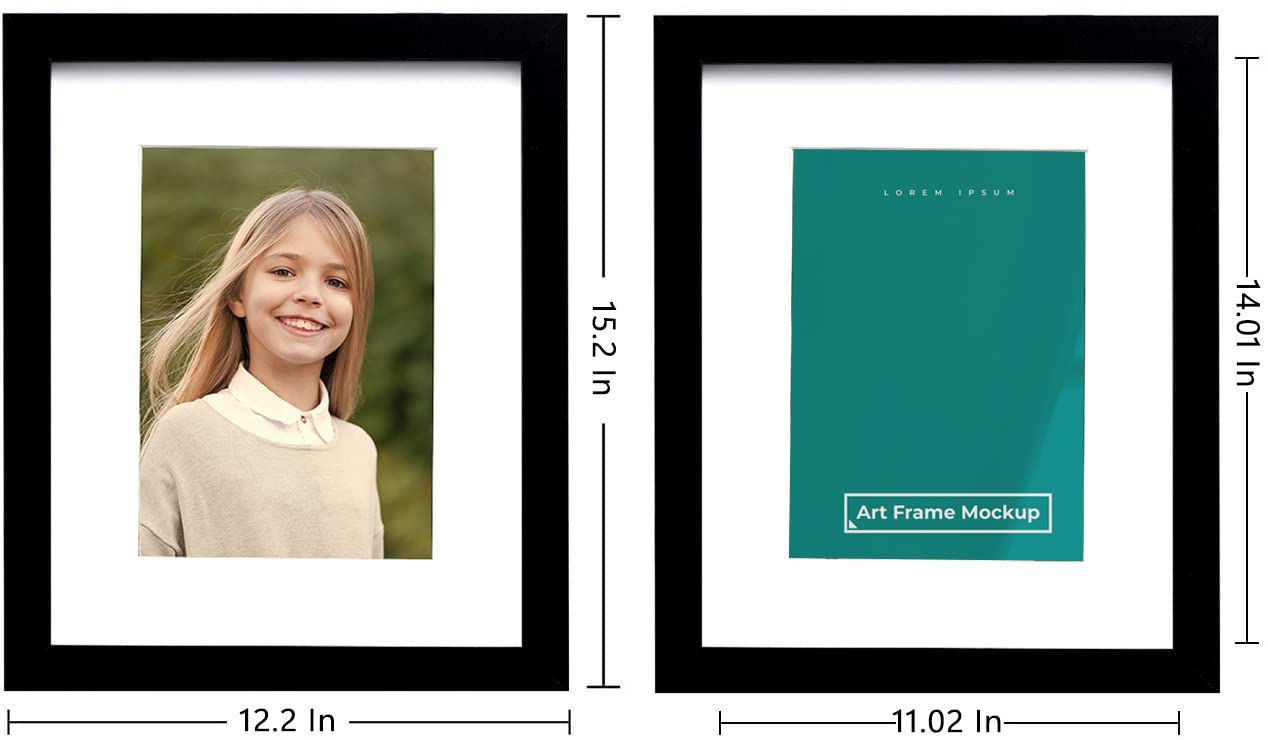 Picrit 11x14 Picture Frame Set of 4, Made of High Definition Real Glass, Display 8x10 with Mat or 11x14 Without Mat, Photo Frames for Wall Mounting or Table Top Display