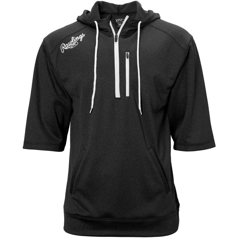 Rawlings Men's Short Sleeve Hoodie, Black, Medium