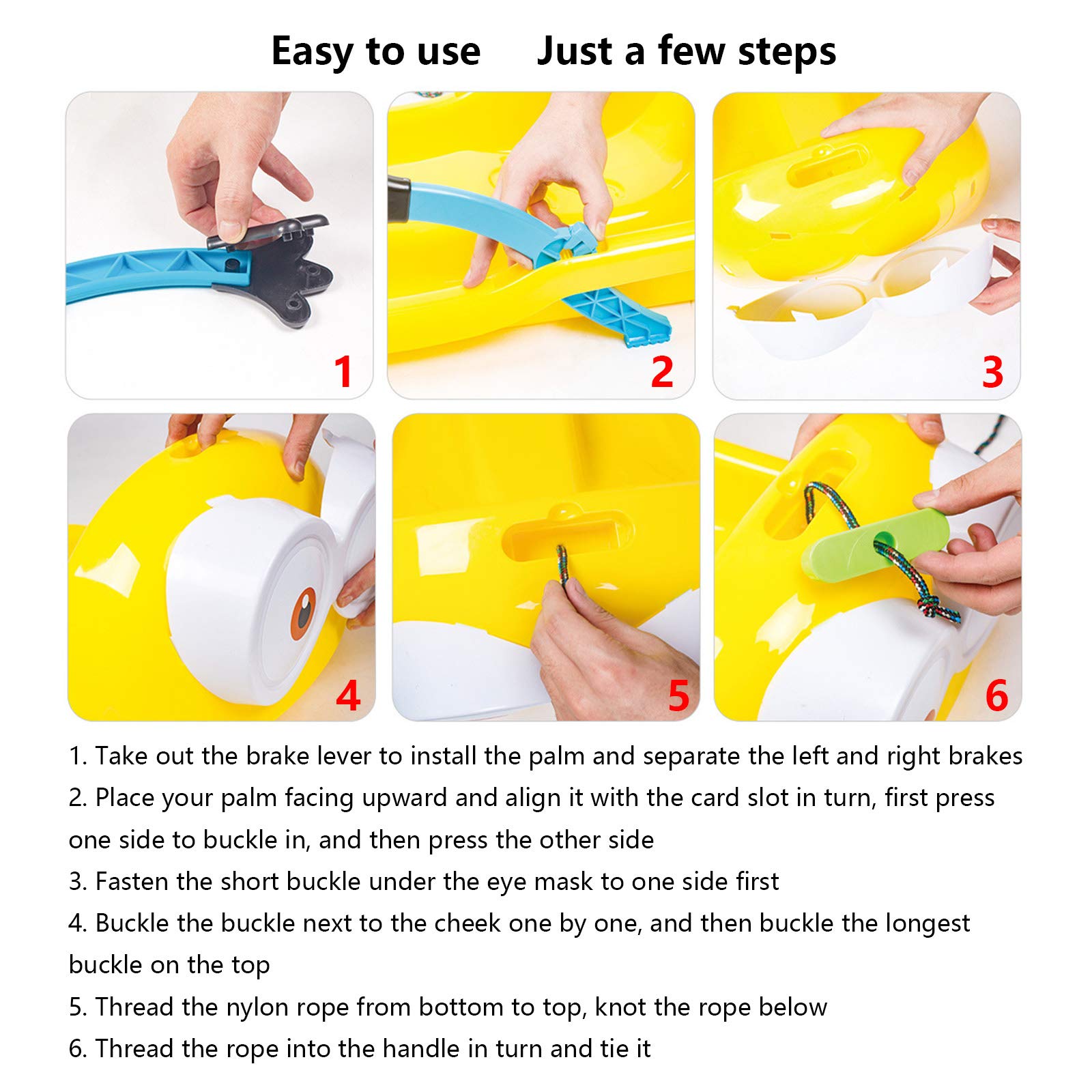 QILIN Double Sled, Outdoor Plastic Sled Set, with Handle, Pull Rope and Brake Performance, Suitable for Large Downhill Skis for Children and Adults, Yellow
