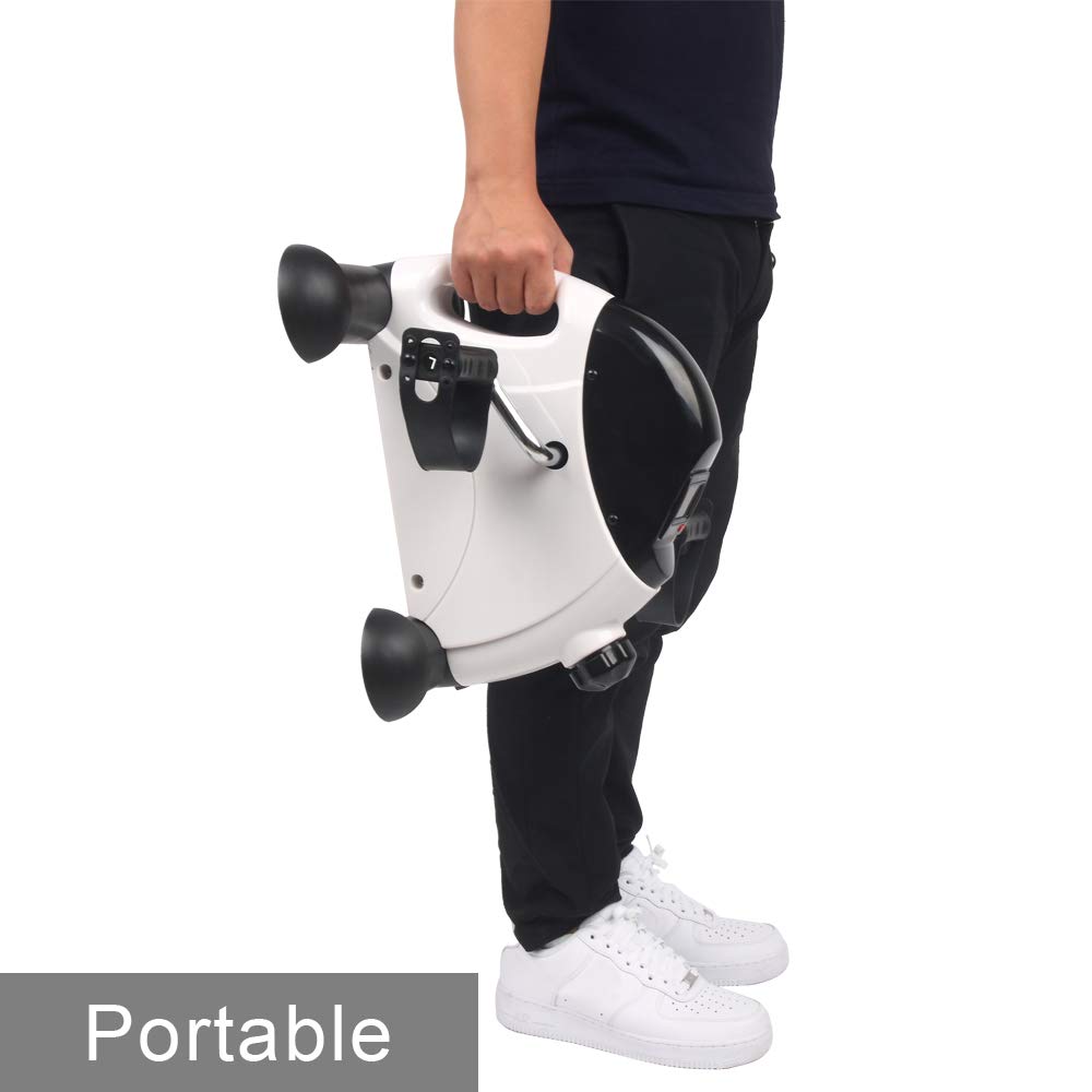 Under Desk Bike Pedal Exerciser, Portable Exercise Pedal Bike for Legs and Arms with LCD Display (White)