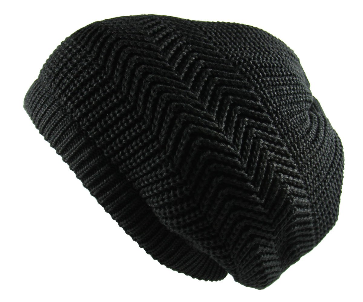 RW Knitted Slochy Cotton Classic Rasta Beanie (Black)