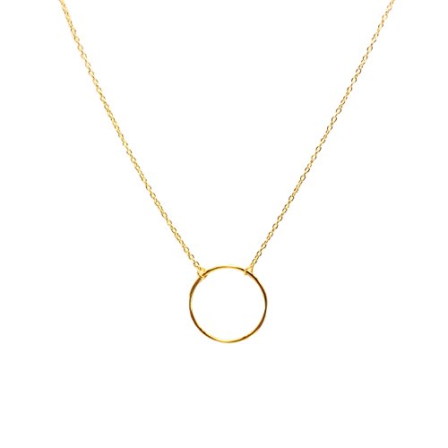 S.J JEWELRY Womens Handmade 14k Gold Plated/Rose Gold/Silver Plated Dainty Moon Cross and Circle Choker Necklace for womens NK-Circle
