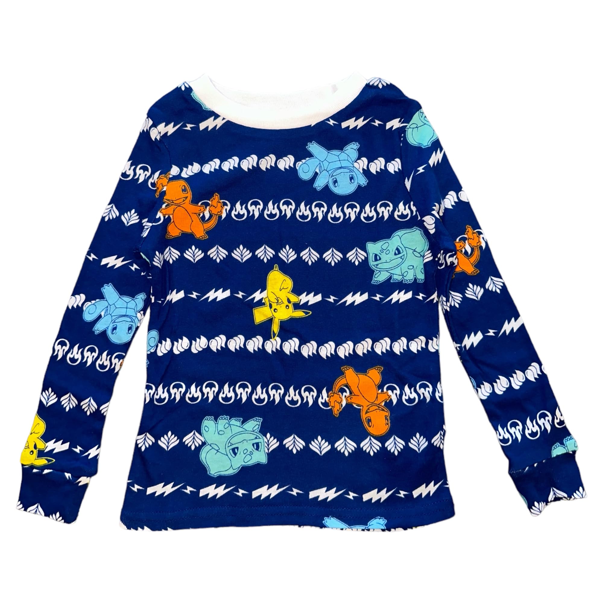 Pokemon Little Boys’ Big Boys 4-Piece 100% Cotton Long Sleeve Pajama Sets, 6