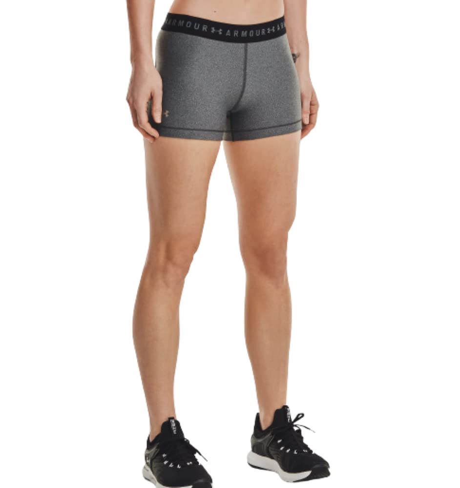 Under Armour Women's HeatGear Armour Shorty Shorts Gray/Black 3" (Medium)