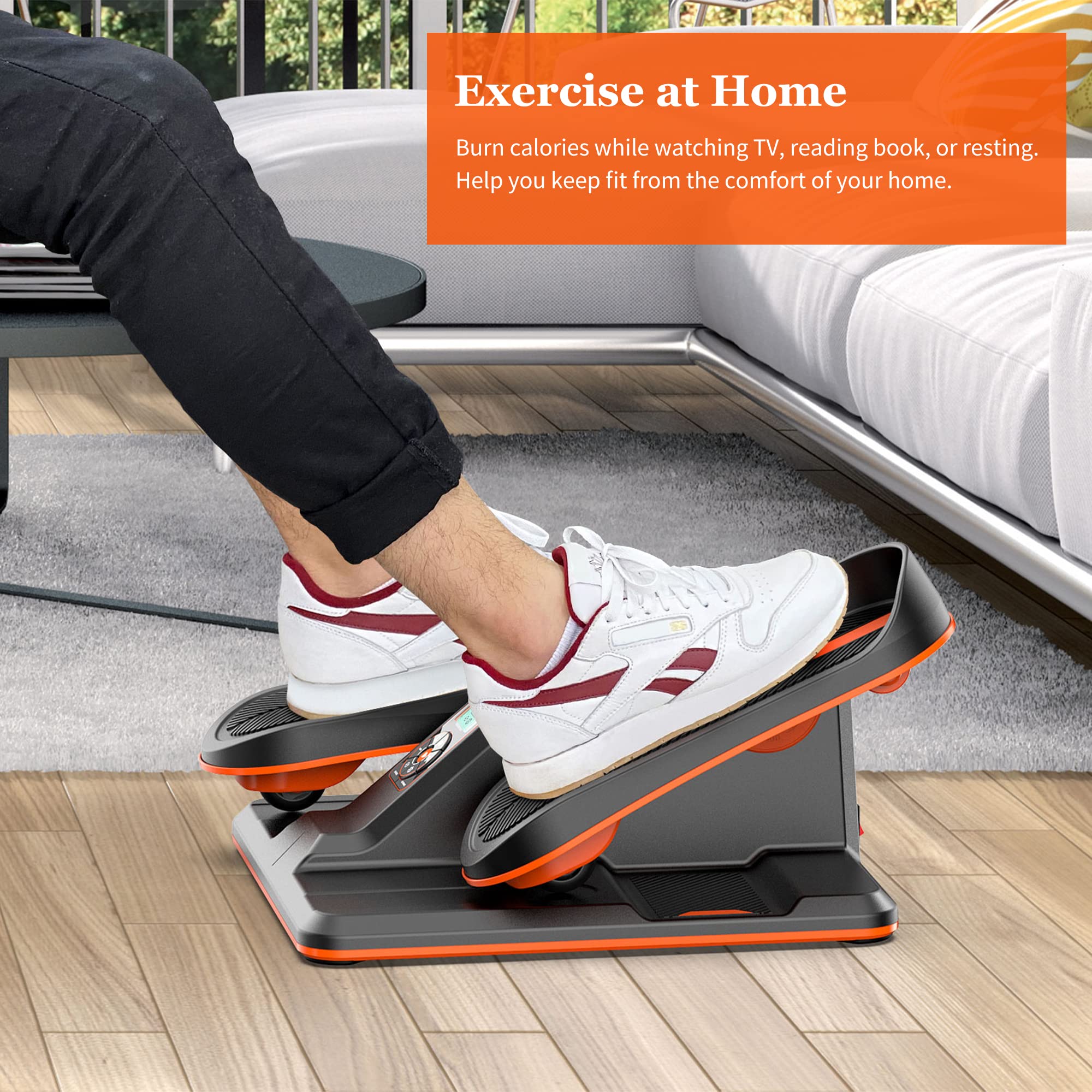 Under Desk Elliptical Machine with Smart App, Mini Seated Elliptical Training Machine with Non-Slip Mat, Adjustable Resistance, Remote Control, Elliptical Pedal Exerciser for Seniors and Adults