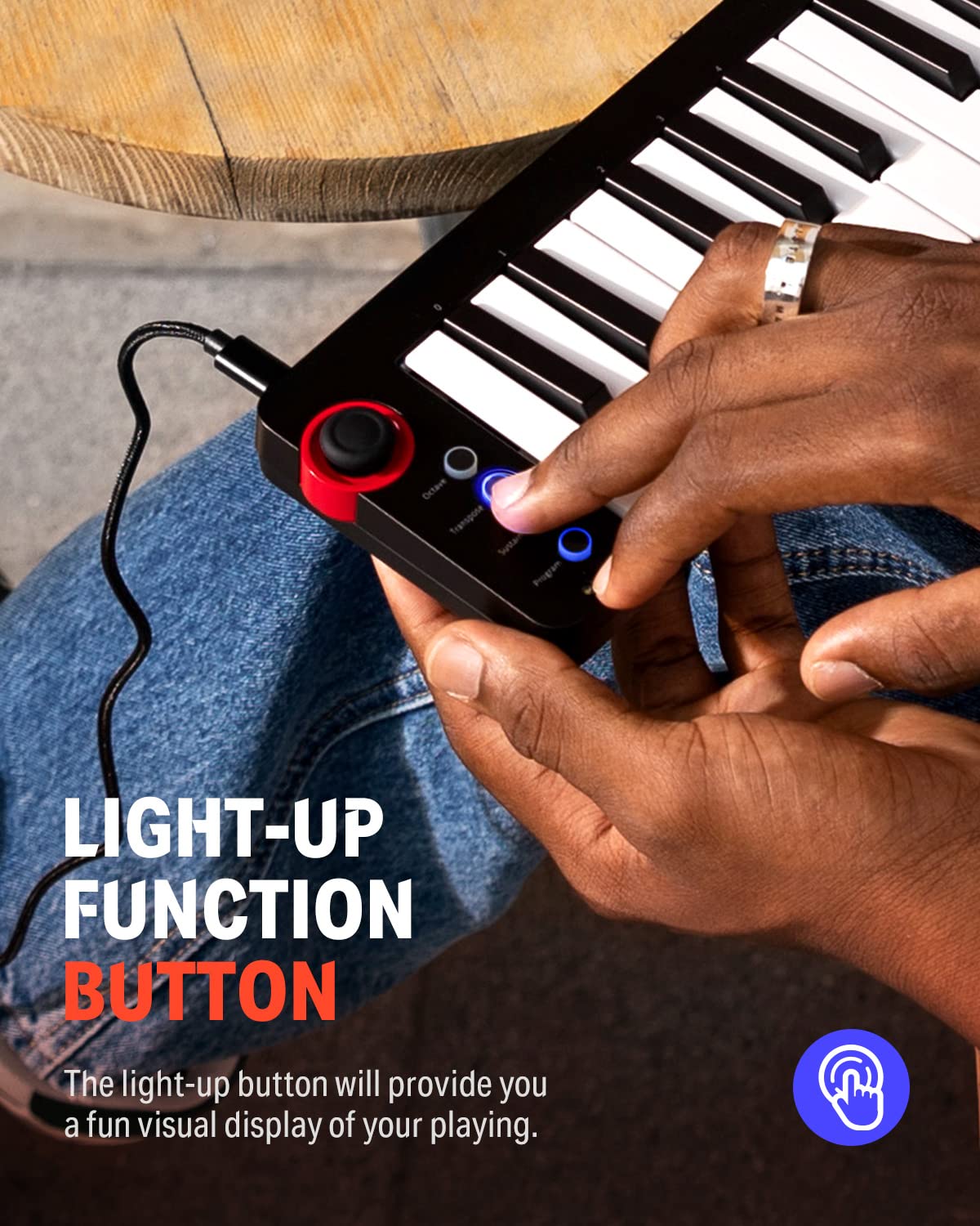 USB MIDI Keyboard Controller 25-Key, Donner N-25 with Velocity-Sensitive Mini Keys & Light-up Rocker and Music Production Software Included, for Mac/PC, Small MIDI Keyboard with 40 Free Courses