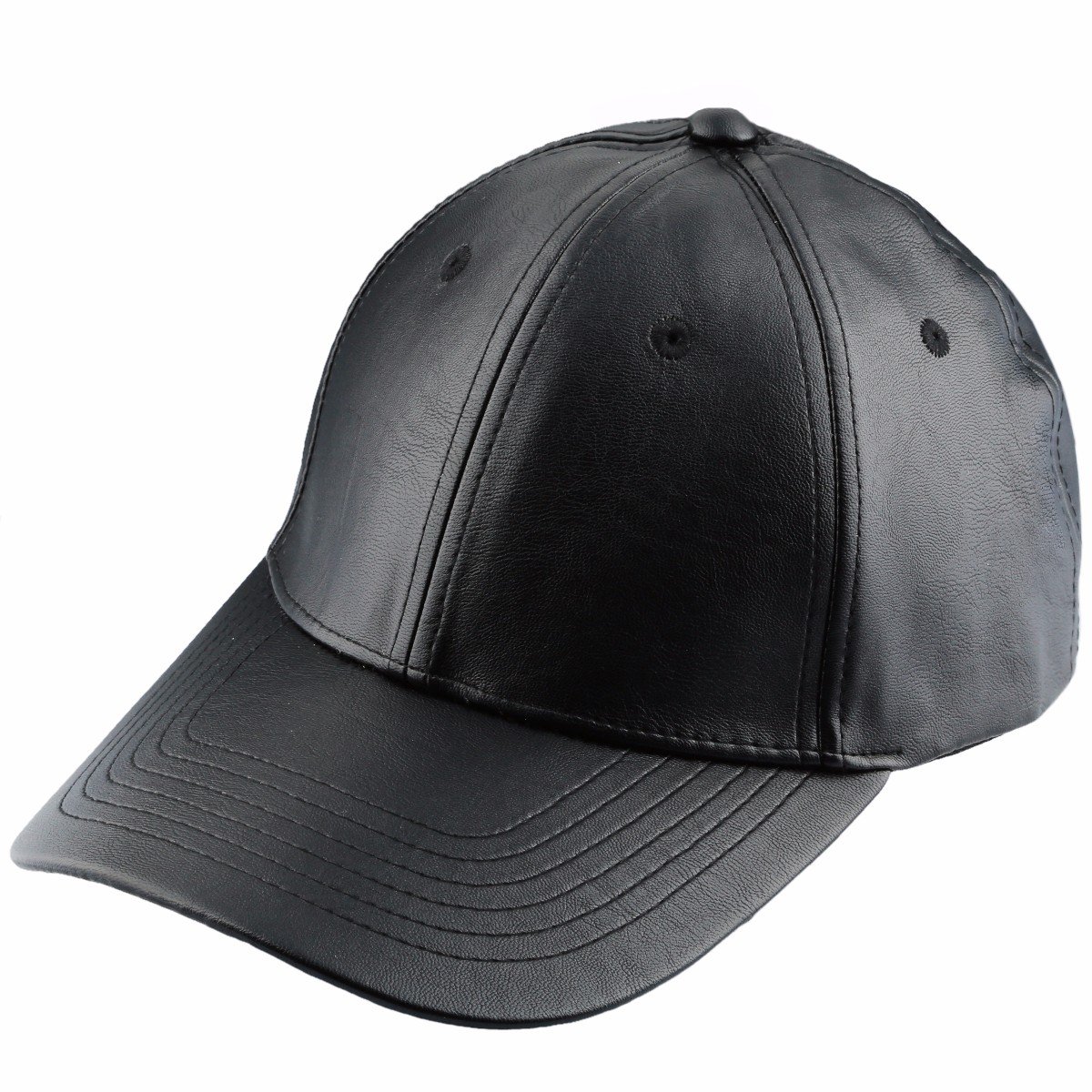 Samtree Unisex Baseball Cap,Adjustable PU Leather Corduroy Sun Protection Sport Hat(01-Black(Leather))