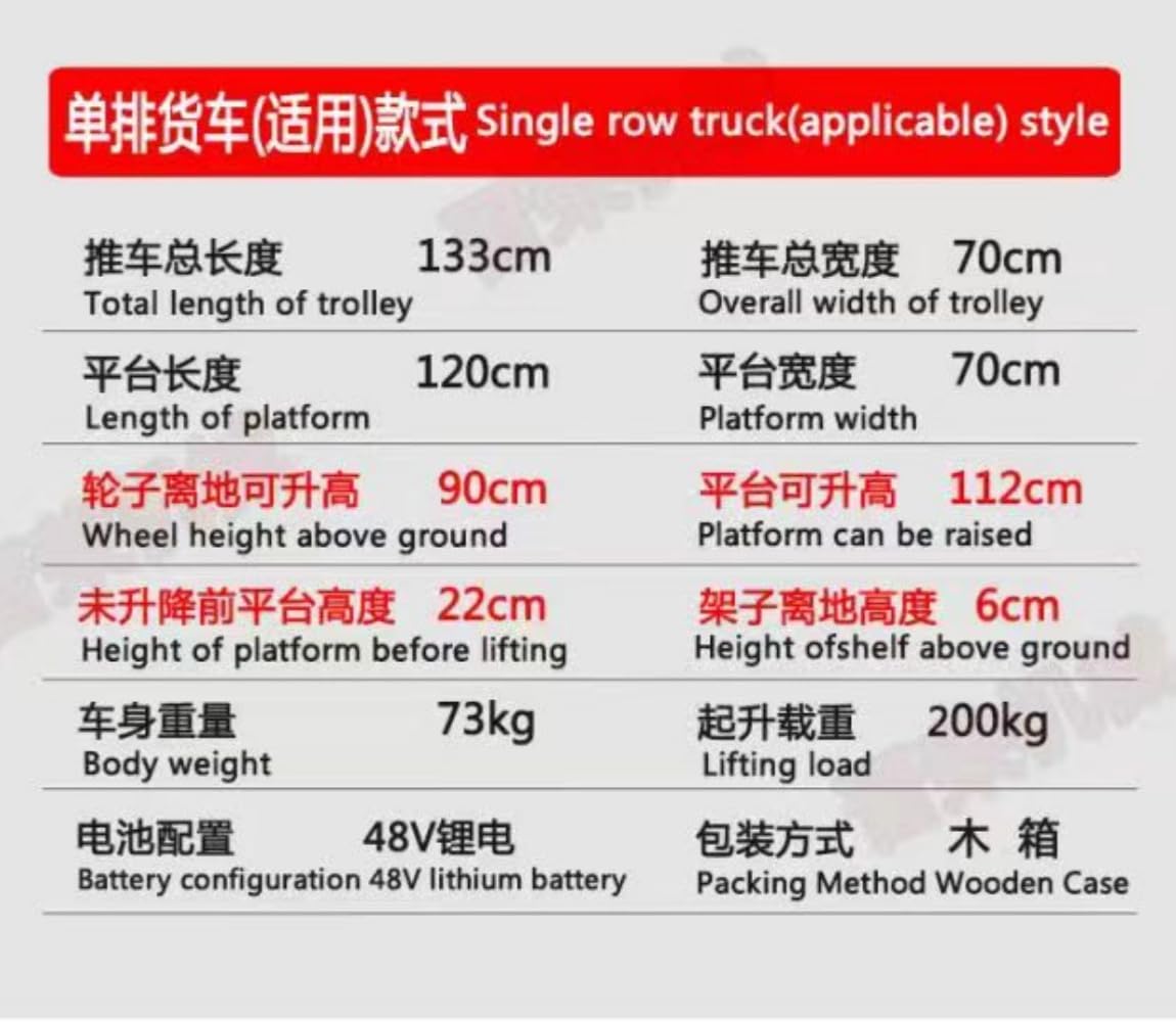 ZGSDTF On-Board Electric Hydraulic Lift Trolley, Folding Trolley, Material Elevator, Himurek Car,Suitable for Transporting and Loading Materials onto Trucks with Trucks(Truck Applicable )