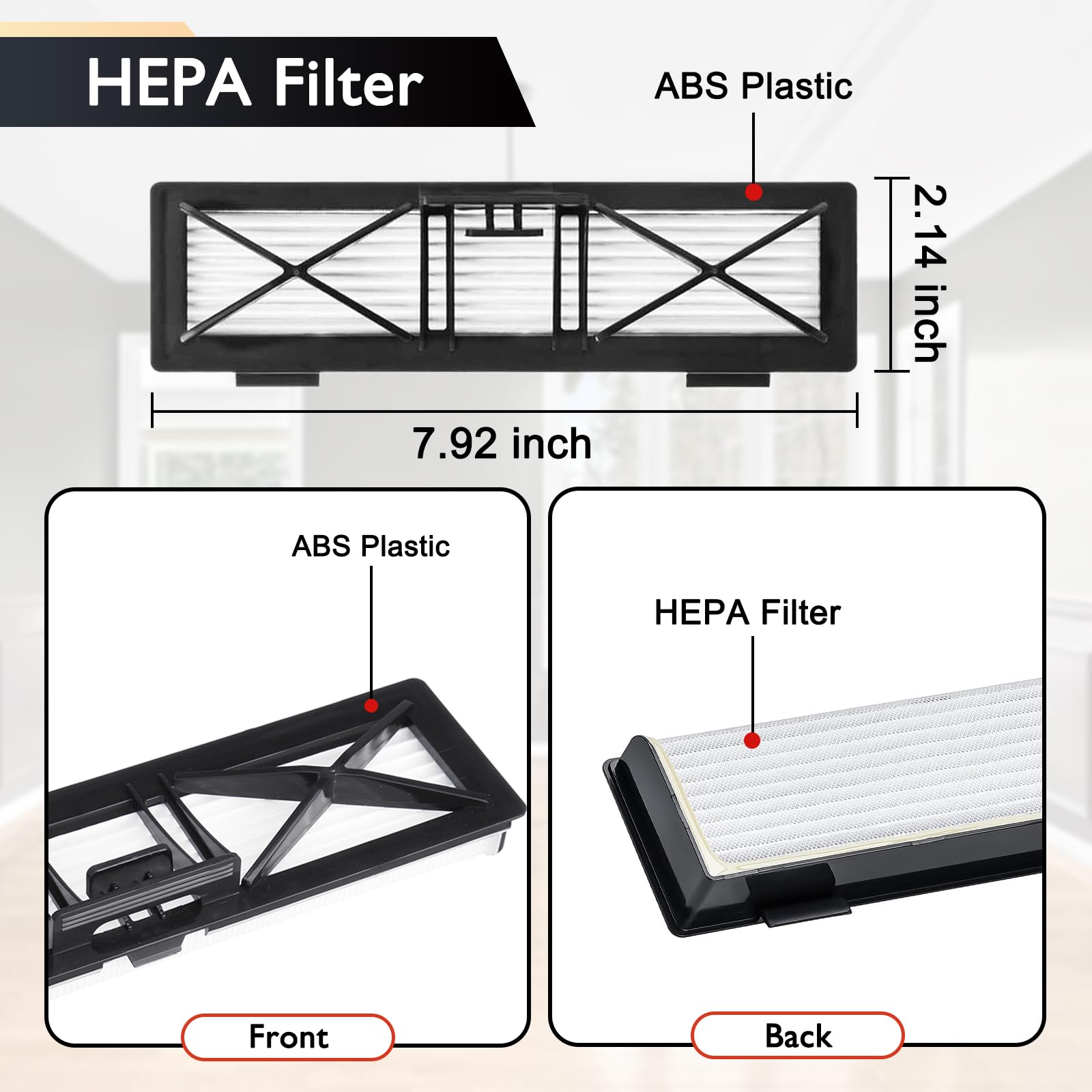Replacement Parts for Neato Botvac D Series D3 D4 D5 D6 D7 D75 D80 D85 Robot Vacuum Cleaner Accessory Kit Including 2 Main Brushes, 2 Hepa Filters, 6 Side Brushes