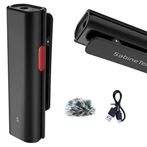 SabineTek Wireless Bluetooth Microphone, Lavalier Lapel Microphone for iPhone Android Smartphone, Clip -on Recording Mic for Vlogger, YouTube, Interview, Video (SmartMike Lite)