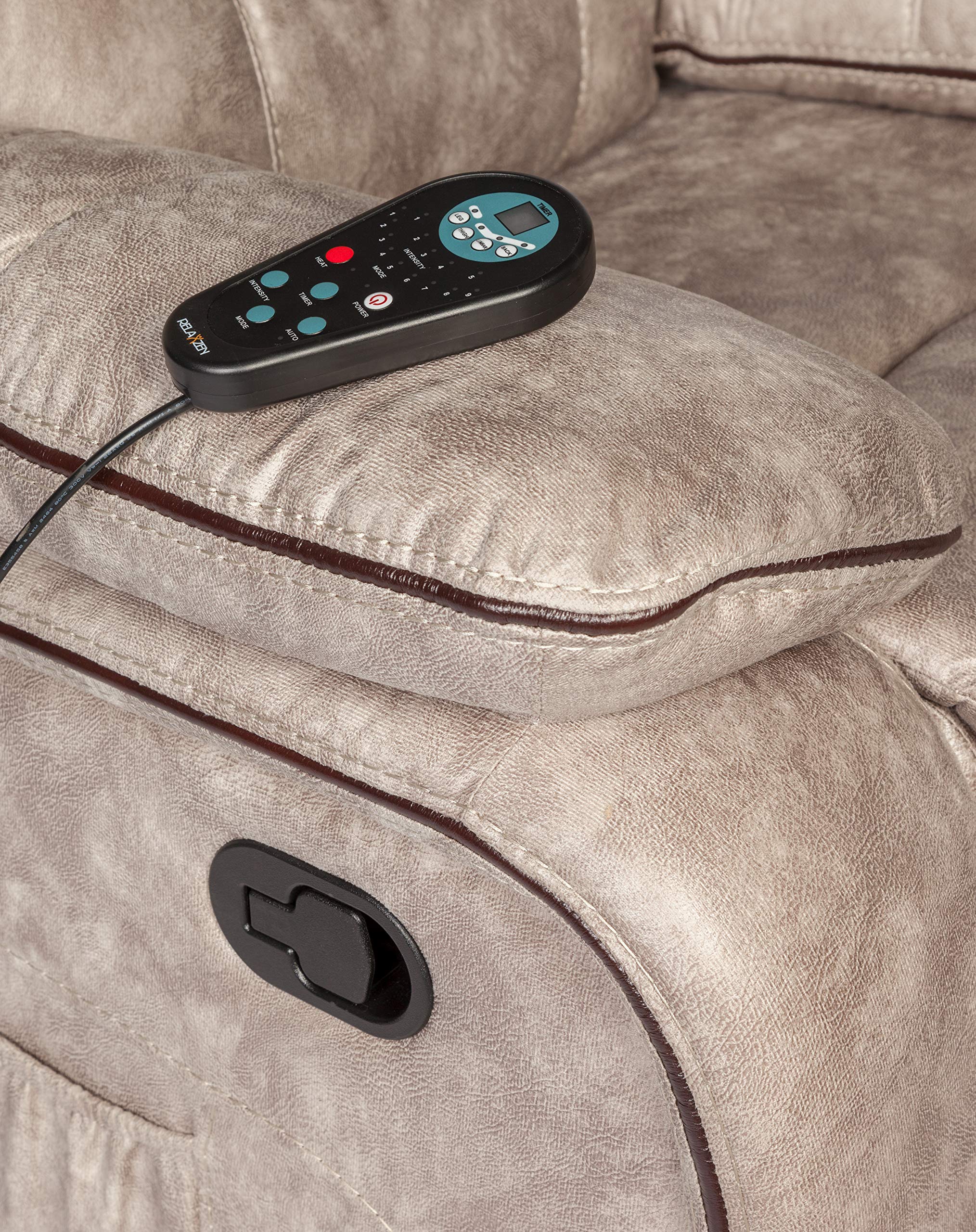 Relaxzen Wesson Rocker Recliner with Massage and Heat, Gray