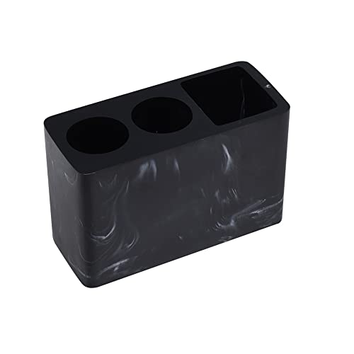 Toothbrush Holder Marble Look Electric Toothbrush Toothpaste Bathroom Organizer Stand Trays Caddy Countertop for Bathroom Vanity Storage and Organizing(Black)