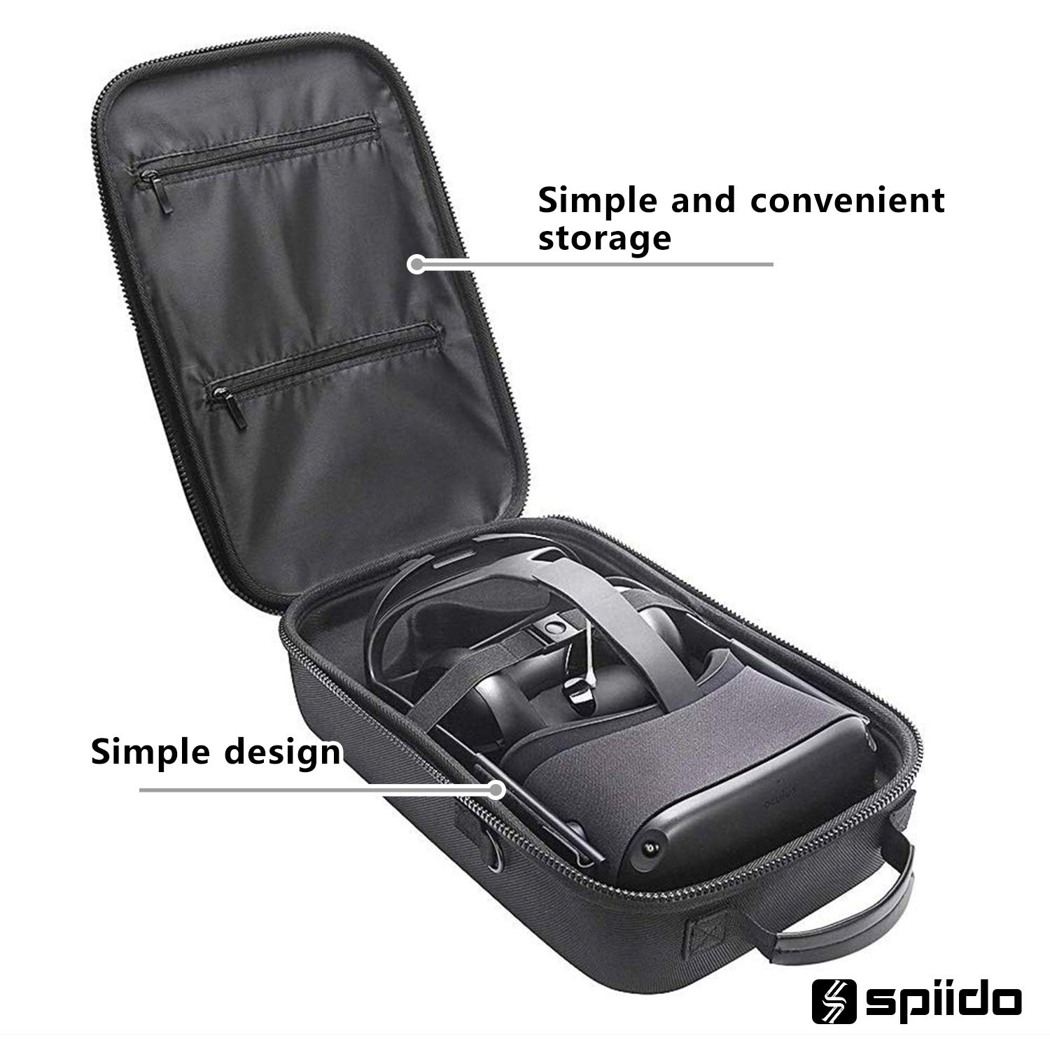 Spiido [2023 Upgrade] Hard Travel Case for Oculus Quest 2 /Oculus Quest VR Gaming Headset and Controllers Accessories Waterproof Shockproof Carrying Case (Black)