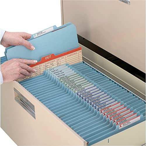 Smead Pressboard Classification File Folder with SafeSHIELD Fasteners, 1 Divider, 2" Expansion, Letter Size, Blue, 10 per Box (13730)