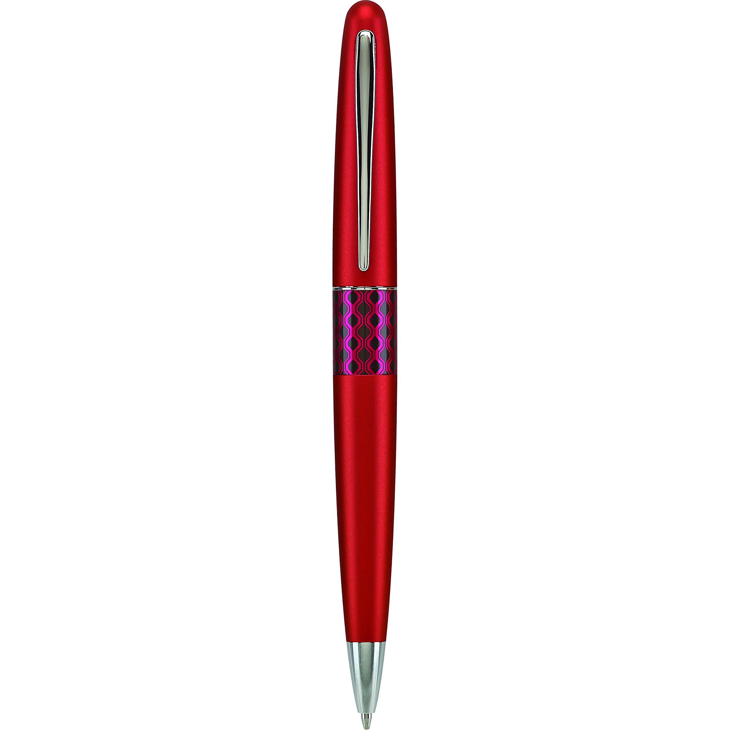 PILOT MR Retro Pop Collection Ballpoint Pen Gift Box with 2 Refills, Crimson Barrel with Wave Accent, Medium Point Stainless Steel Nib, Refillable Black Ink (91495)