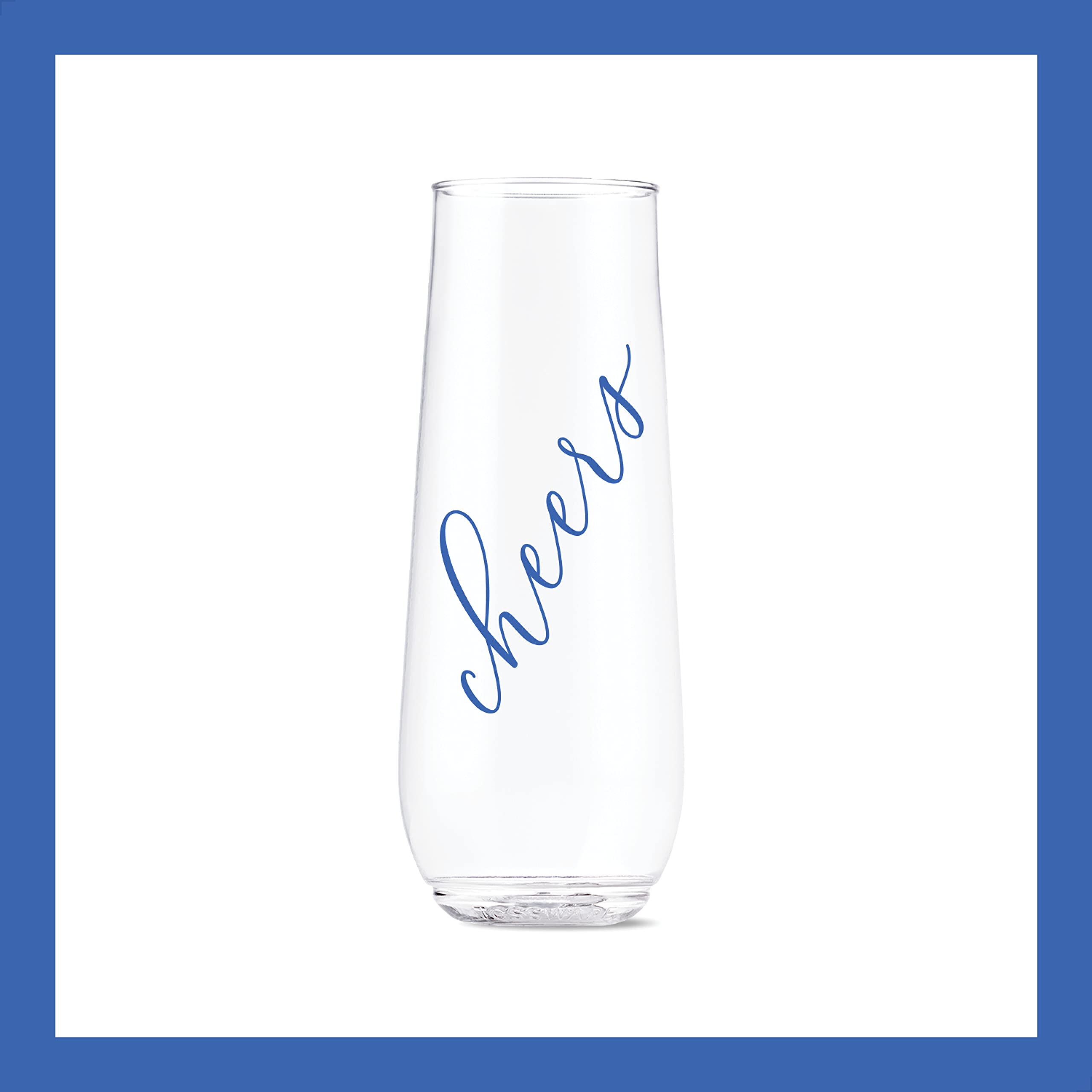 TOSSWARE POP 9oz Flute Classic Cheers Series - Color, SET OF 6, Premium Quality, Recyclable, Unbreakable & Crystal Clear Plastic Printed Champagne Glasses
