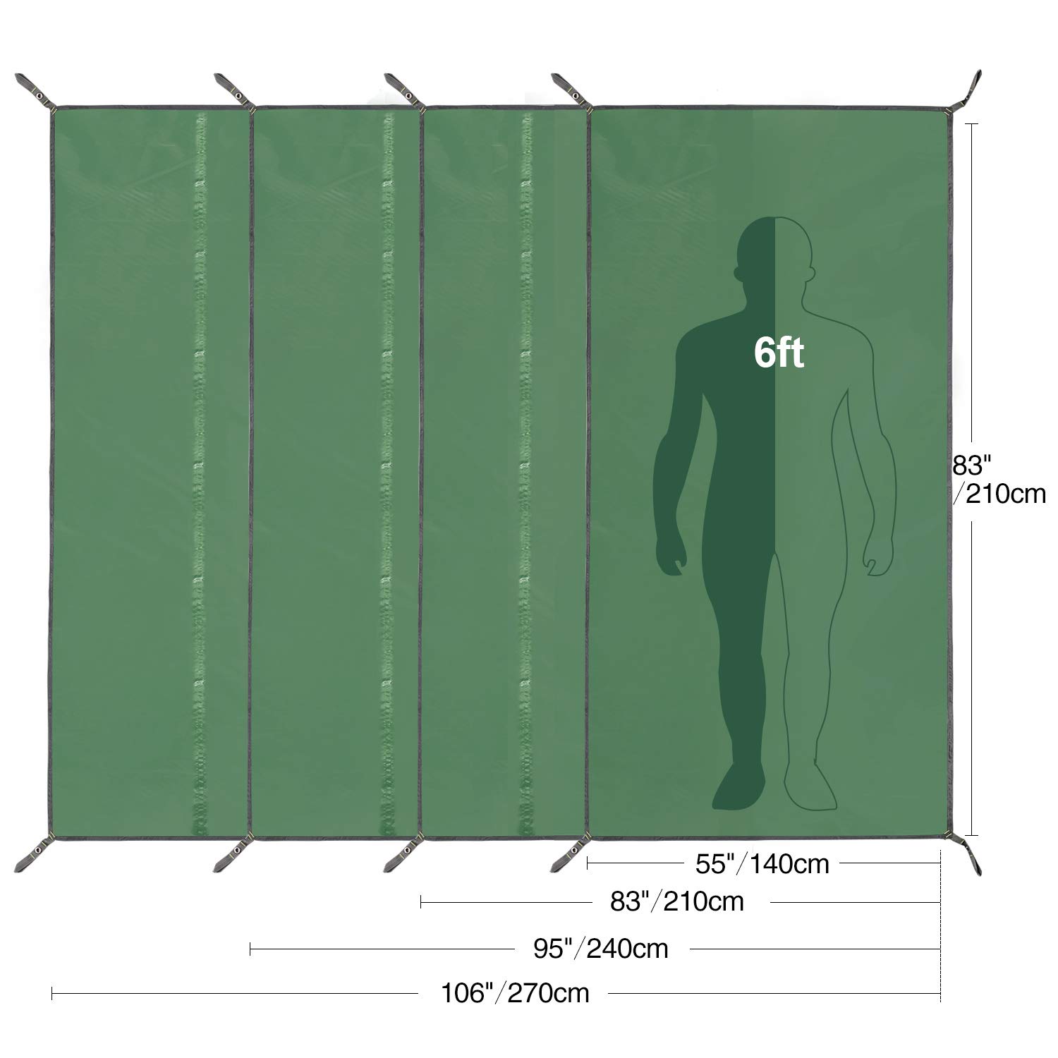 REDCAMP Waterproof Camping Tarp Lightweight to Cover Sun or Rain, Compact Tent Tarp Footprint for Ground or Under Tent, Green 55"x83"