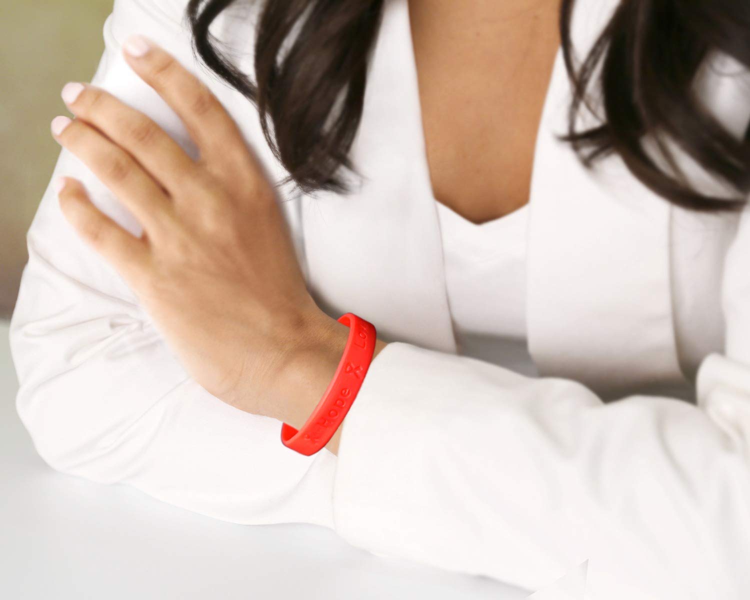 Red AIDS/HIV Awareness Bracelet - Red Ribbon AIDS/HIV Awareness Silicone Bracelet for Adults (1 Bracelet)