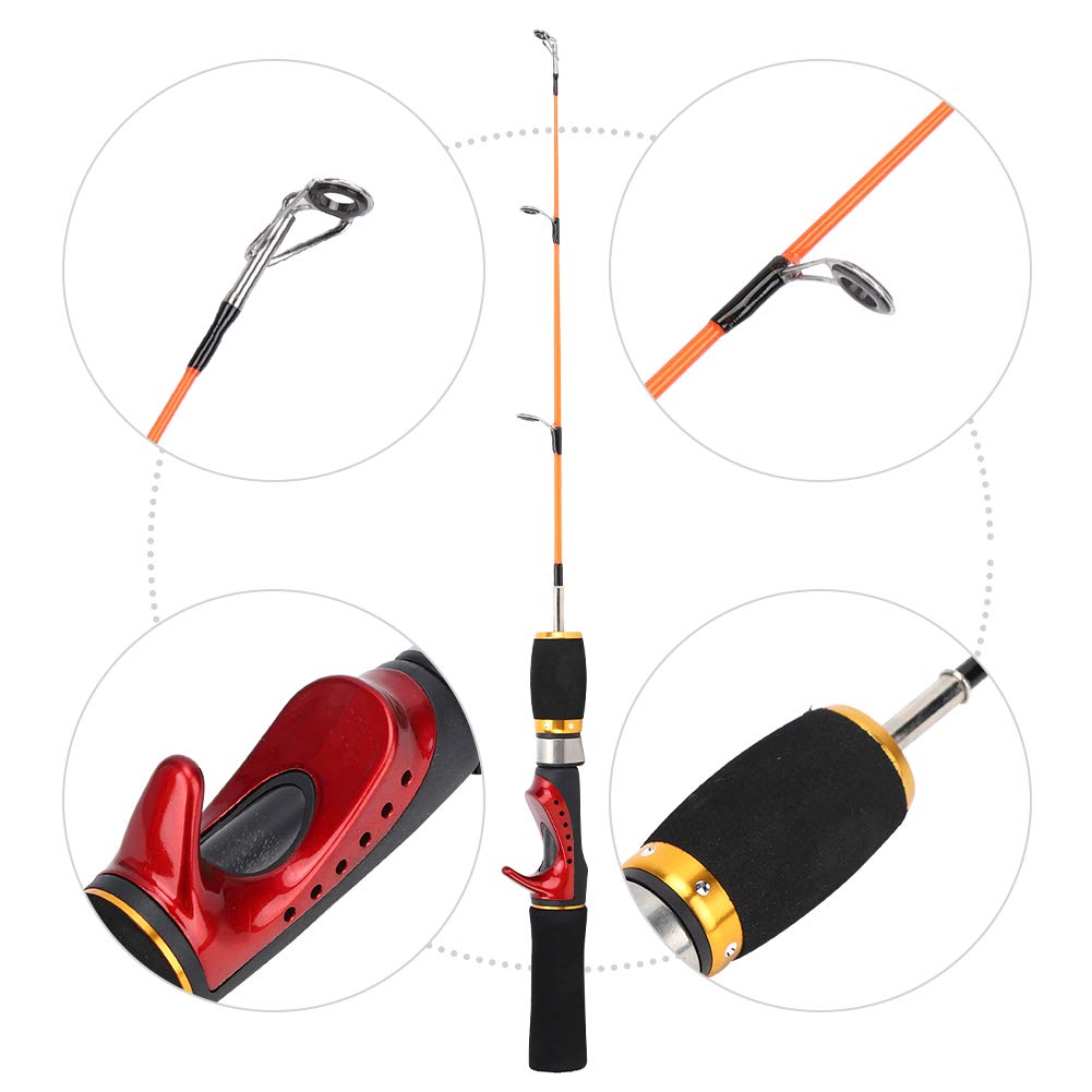 VGEBY Telescopic Fishing Rod, 52cm Fiber Material Ice Fishing Rod Pole Two Sections Three Ring Fishing rods and Accessories