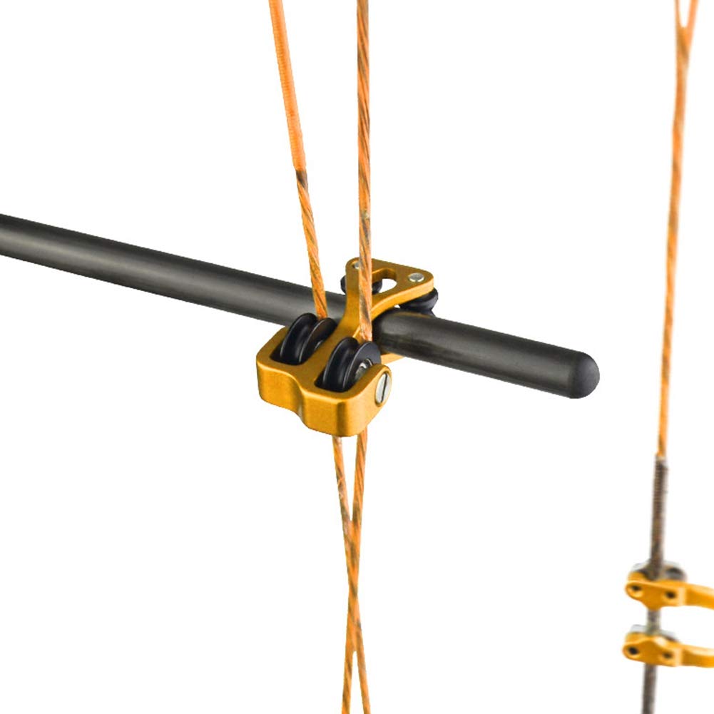 Zer one Archery Roller Guide Cable Slide, Compound Bow Splitter Roller Glide Shooting Hunting Aluminium Alloy Archery Glide Separator(Yellow)