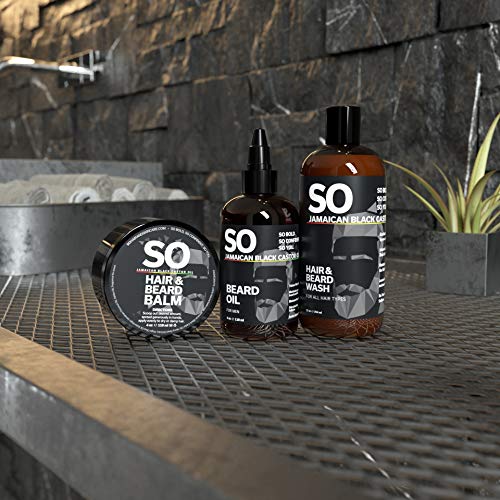 SO Jamaican Black Castor Oil So Hair & Beard Balm for Men, Brown/Black, Bamboo Lotus, 4 Ounce