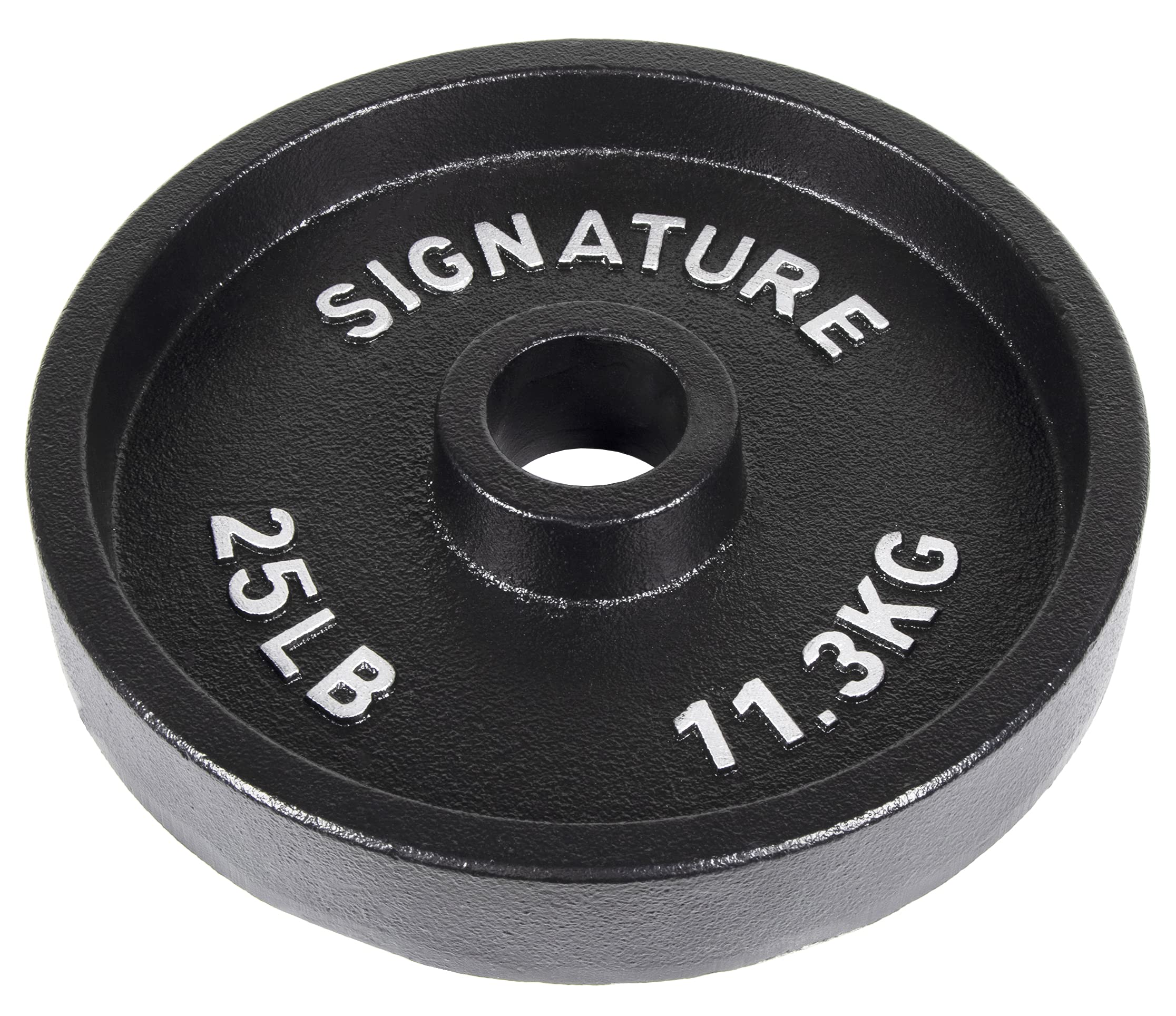 Signature Fitness Deep Dish 2-Inch Olympic Cast Iron Weight Plates with E-Coating, Black