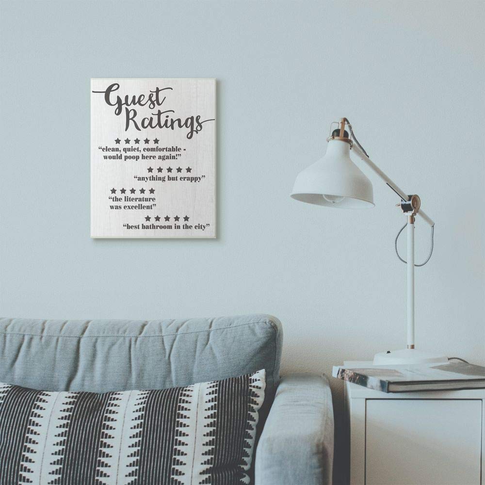 Stupell Industries Five Star Bathroom Funny Word Black and White Wood Textured Design Wall Plaque, 12 x 18, Multi-Color