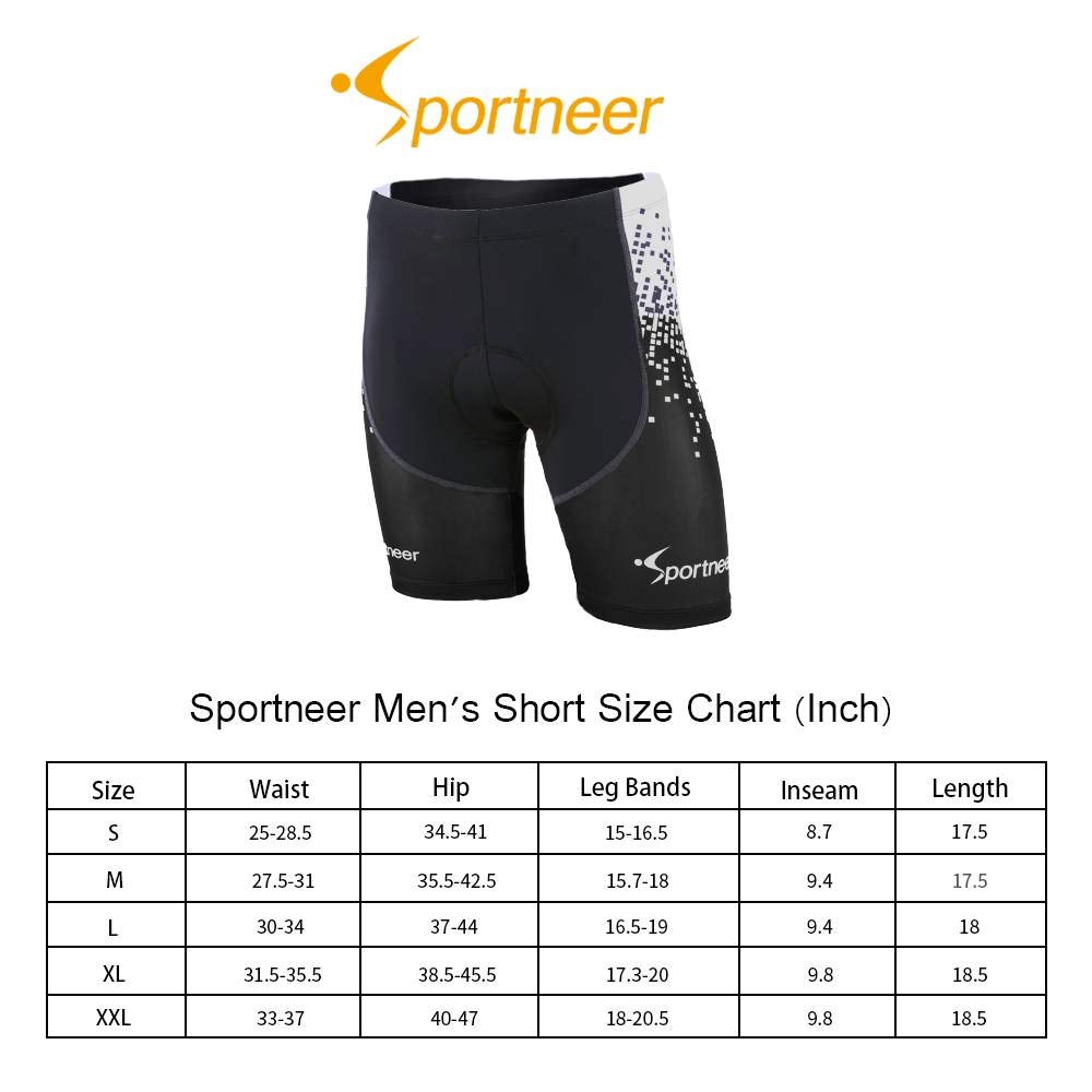 Sportneer 4D Padded Cycling Men's Shorts Black-White