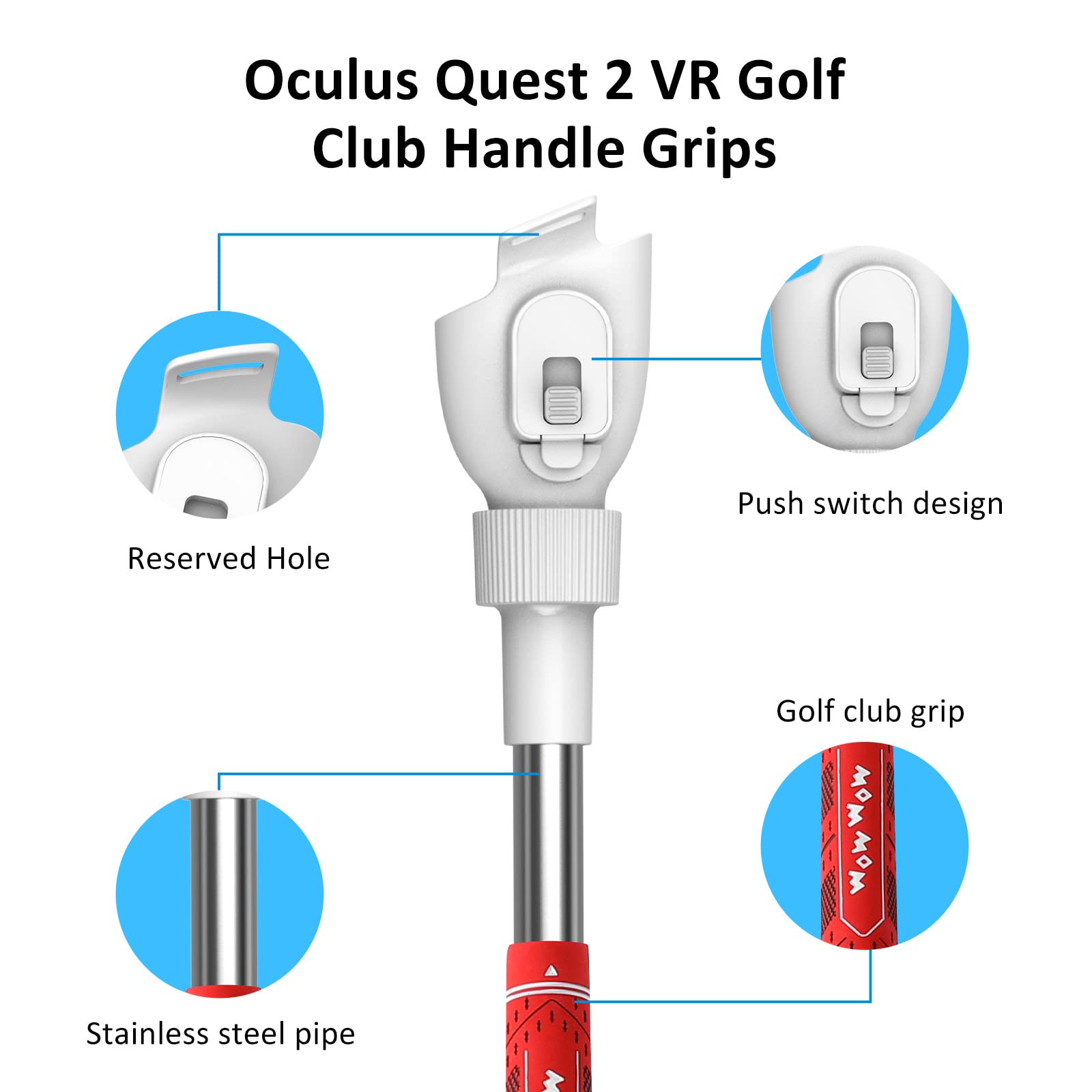 ZHNNT 2PCS VR Golf Club for Oculus Quest 2 Accessories,Golf Club Attachment with 2 Controller Covers, Oculus Quest 2 Golf Club Adapter Realistic Grip to Provide Realistic Gaming Experience