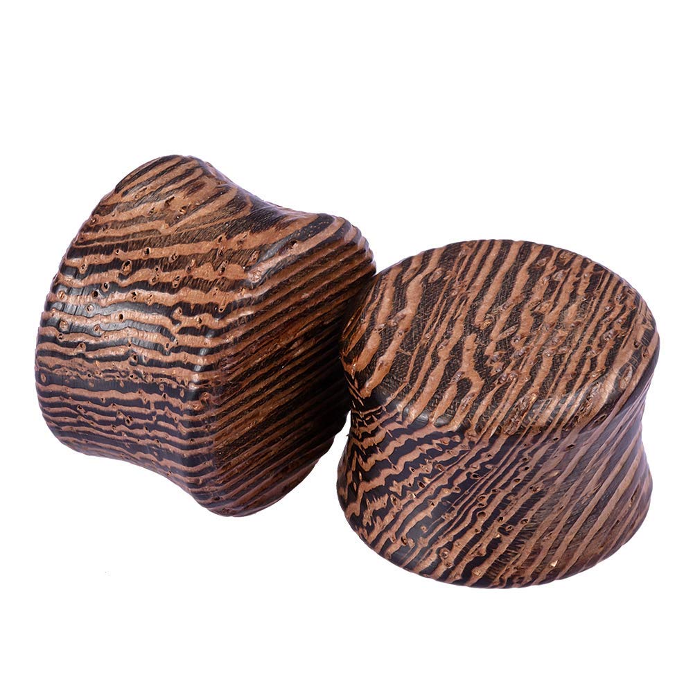 SUPTOP 8PCS Unique Wood Plugs and Tunnels Set Plugs for Ear Organic Hollow Double Flared Ear Plugs Saddles Gauge Size 0g 00g to 5/8
