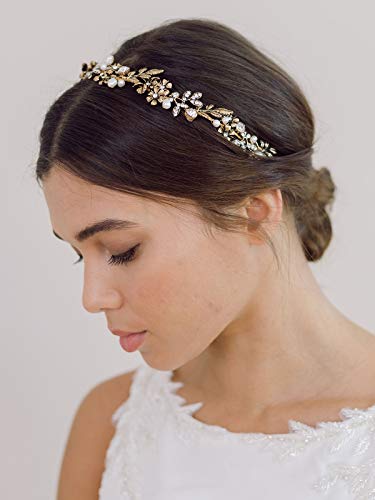 SWEETV Retro Wedding Headband, Bridal Headpieces for Wedding Women Rhinestone Hair Accessories Vintage Style