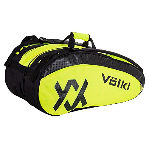 Volkl Tennis Combi Bag | Holds 6-9 Racquets | Shoe Pocket | Zippered Valuables Pocket | 32β L x 13β H x 11β W (Neon Yellow/Black)