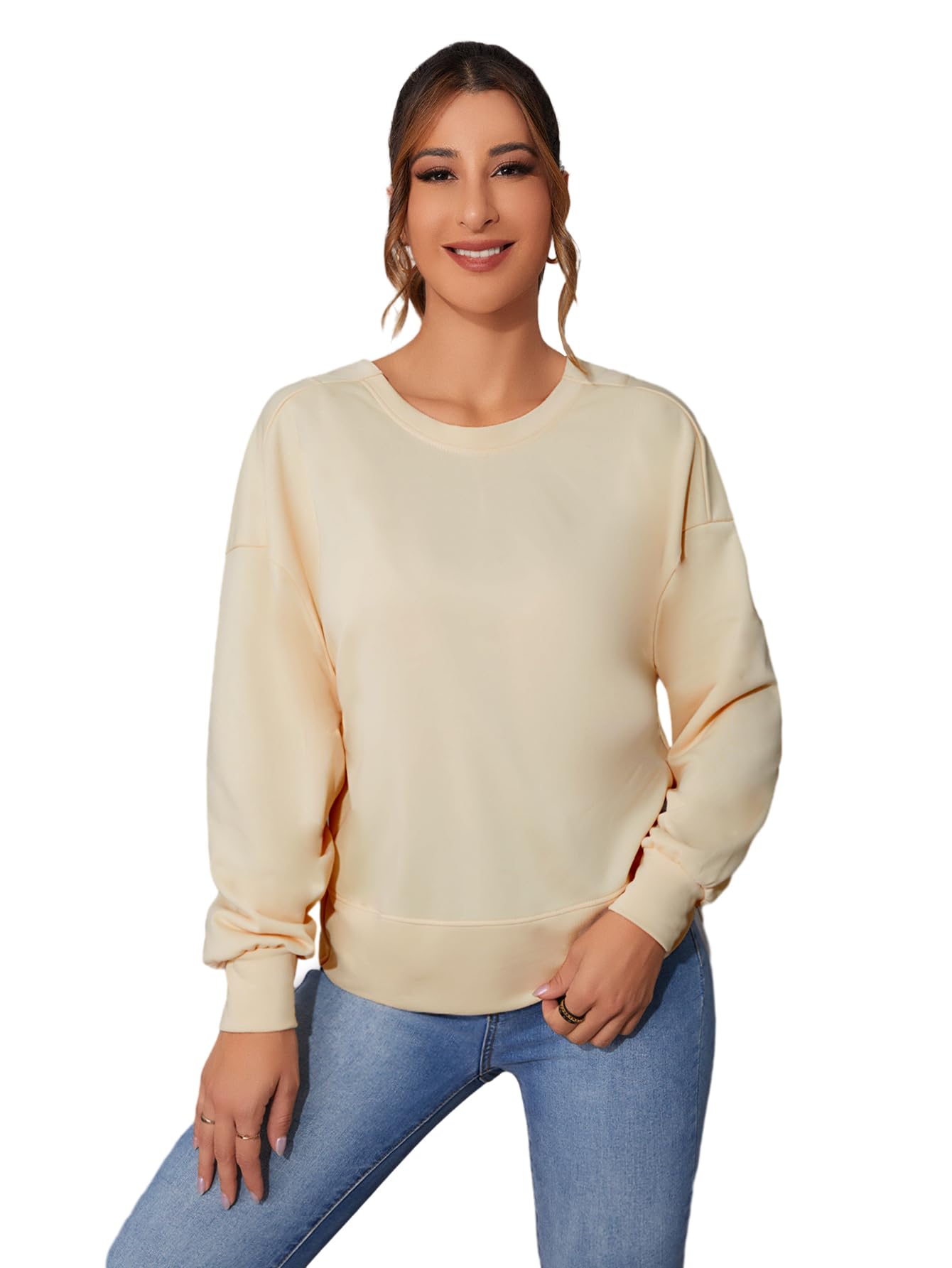 SweatyRocks Women's Criss Cross Crewneck Sweatshirts Cut Out Loose Pullover Blouse Backless Shirt Casual Jumper Tops Grey M
