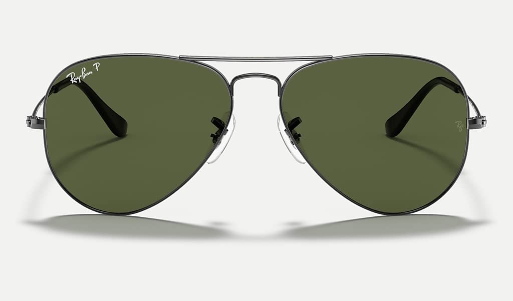 Ray-Ban RB3025 AVIATOR LARGE METAL 004/58 62M Gunmetal/Green Polarized Sunglasses For Men For Women + BUNDLE with Designer iWear Eyewear Kit