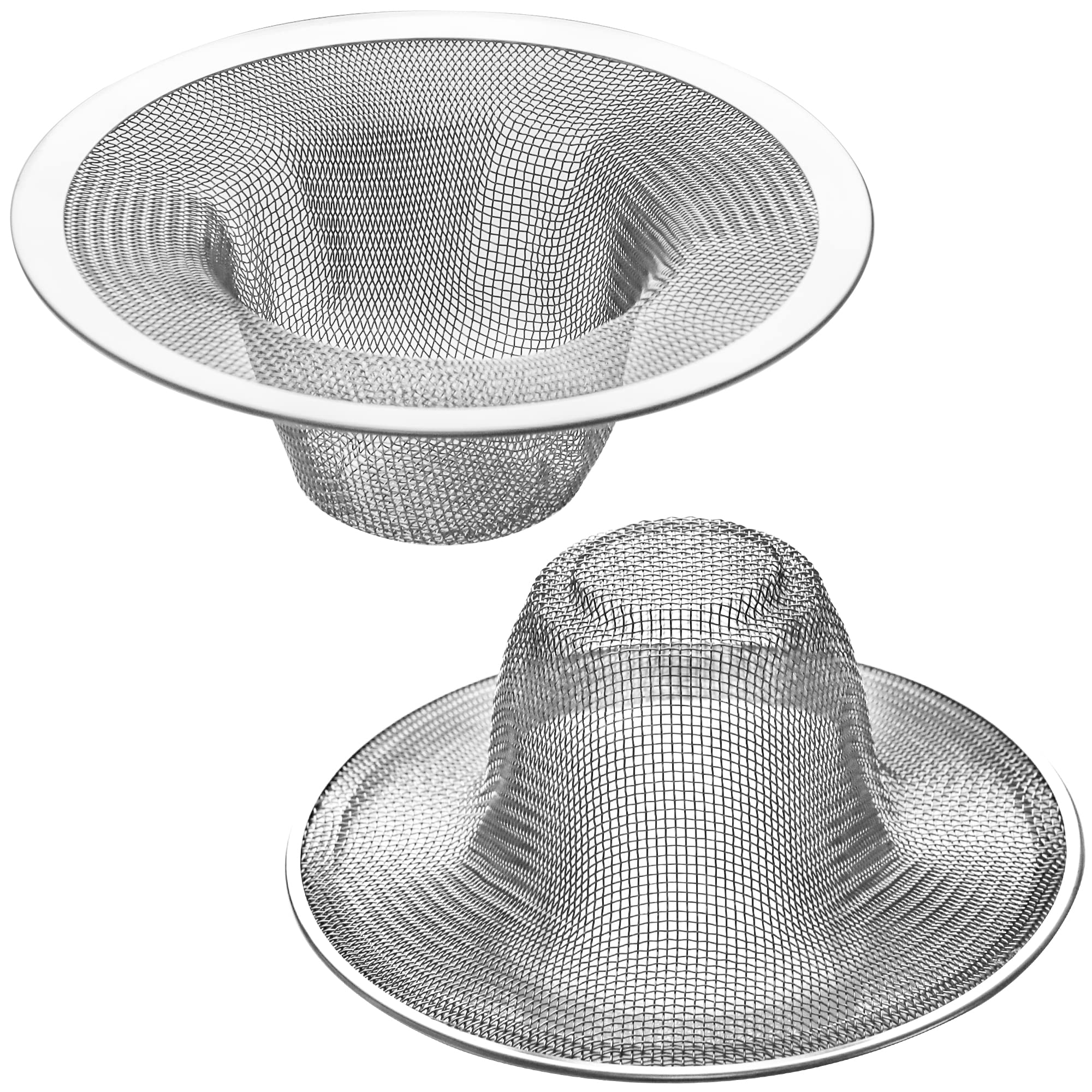 VMVN Kitchen Sink Strainer, Stainless Steel Sink Drain Strainer, 2pcs Drain Cover Stopper,4.5" Diameter for Kitchen Drain Basket,for Shower Bathtub Drain Hair Catcher