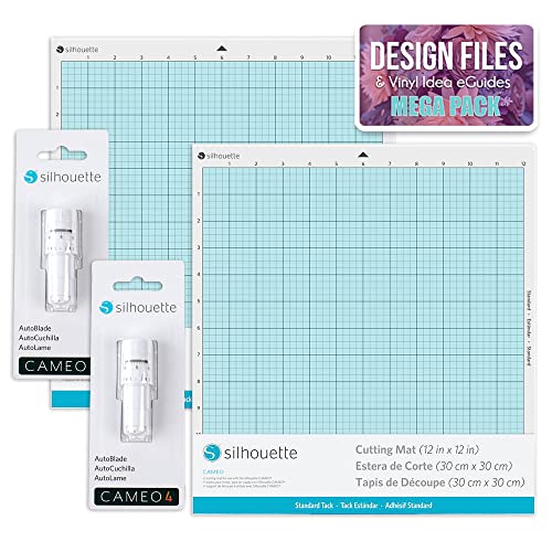 Silhouette Bundle with 2 - Cameo 4 Auto Blades & 2 - 12" x 12" Silhouette Cameo Cutting Mats, Designs