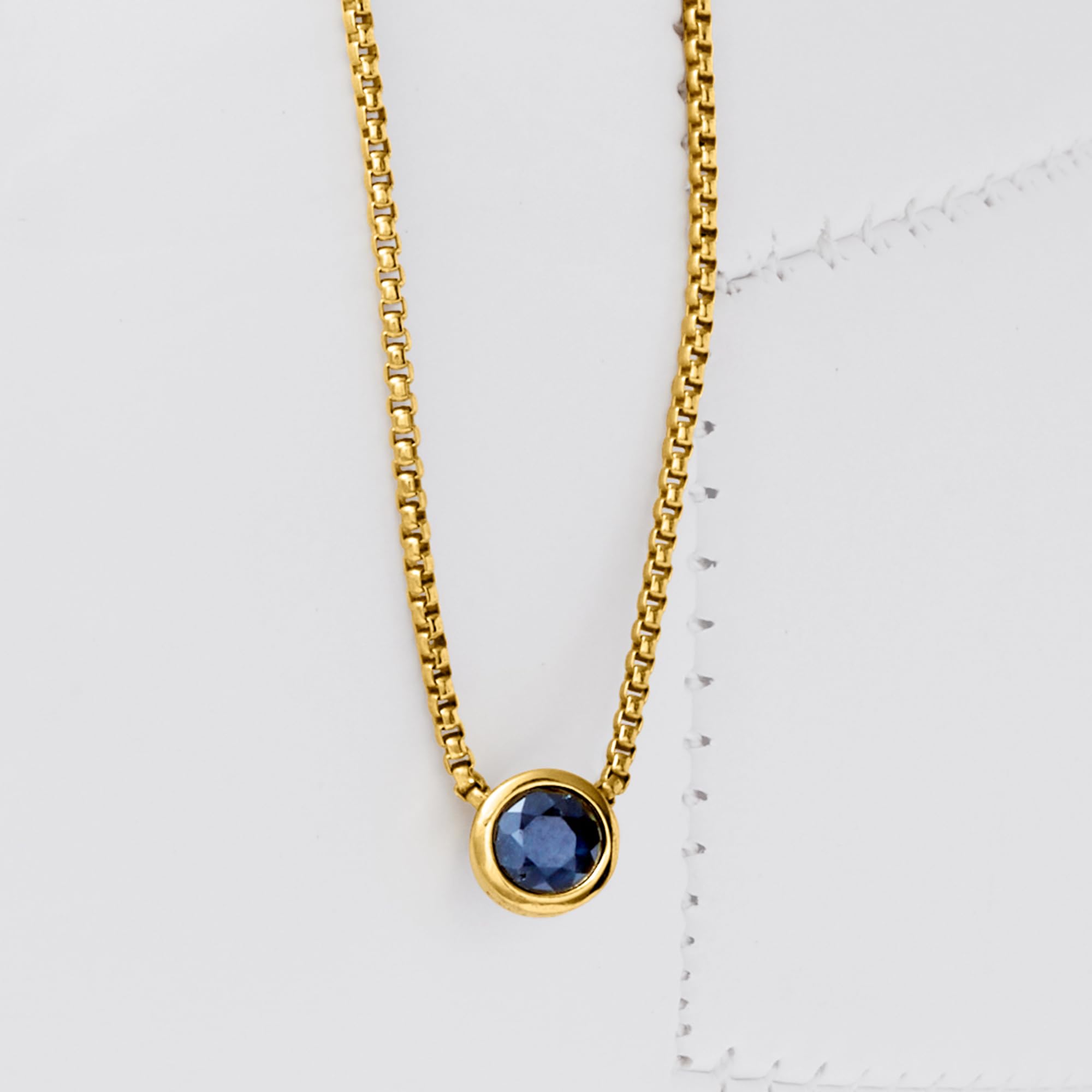 Ross-Simons 0.60 Carat Bezel-Set Sapphire Adjustable Necklace in 18kt Gold Over Sterling