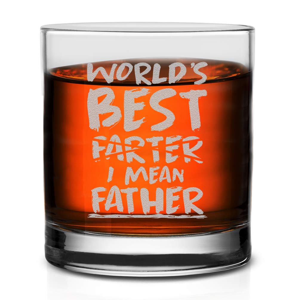 Veracco World Best Farter I Mean Father Whiskey Glass Funny BirthdayGifts For Father's Day Dad Grandpa Stepdad (Clear, Glass)