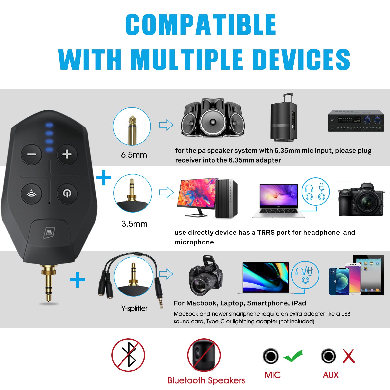 WinBridge Wireless Lavalier Microphone, Wireless Lapel Microphone Wireless Mic Headset Fitness Microphone for Smartphone, Camera, Voice Amplifier, PA Speaker, Teaching, RecordingU7