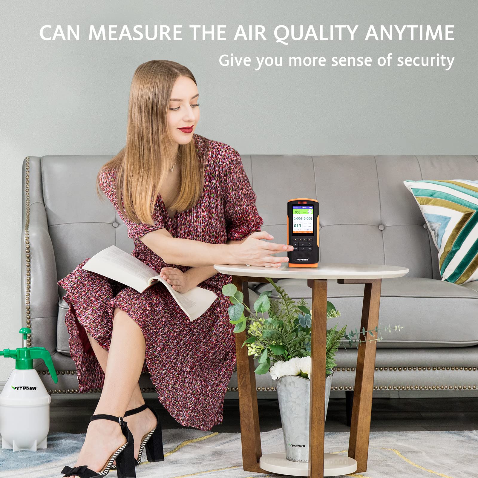 VIVOSUN Air Quality Monitor Indoor Pollution Detector Formaldehyde Tester, TVOC and PM2.5/PM1.0/PM10 Micron Dust Meter, Temp and Humidity Sensor Function